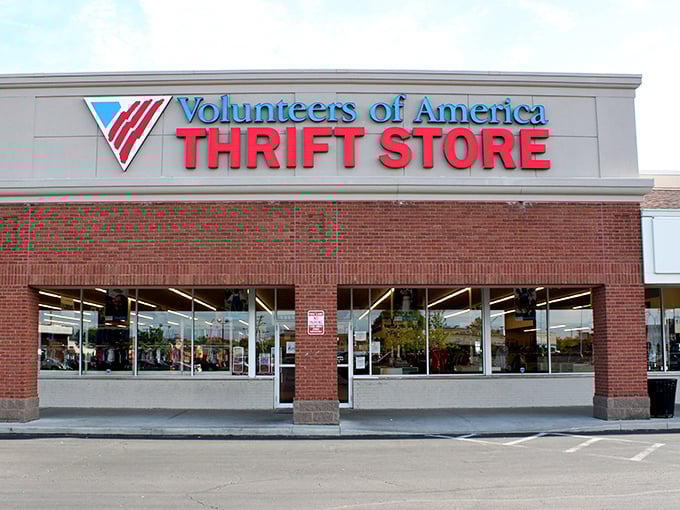 Patriotic bargain hunting at its finest! The bold red, white, and blue signage promises American-sized deals inside.