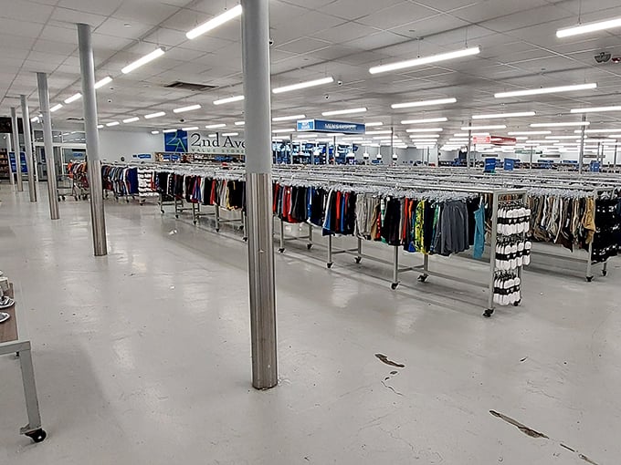 Row after pristine row of carefully sorted clothing&mdash;like a department store where everything comes with a story.