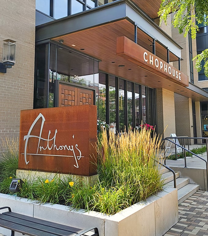 Modern elegance meets carnivore paradise at Anthony's, where the entrance alone tells you this isn't your grandfather's steakhouse.