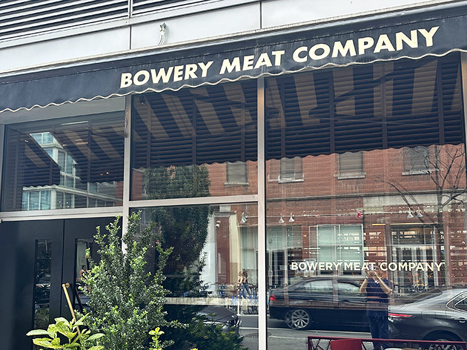 Urban chic meets meat mastery at Bowery. The reflective windows keep the delicious secrets safe inside.