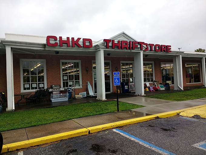 Rain-slicked pavement leads to CHKD's thrifting paradise, where every purchase helps kids while helping your budget.