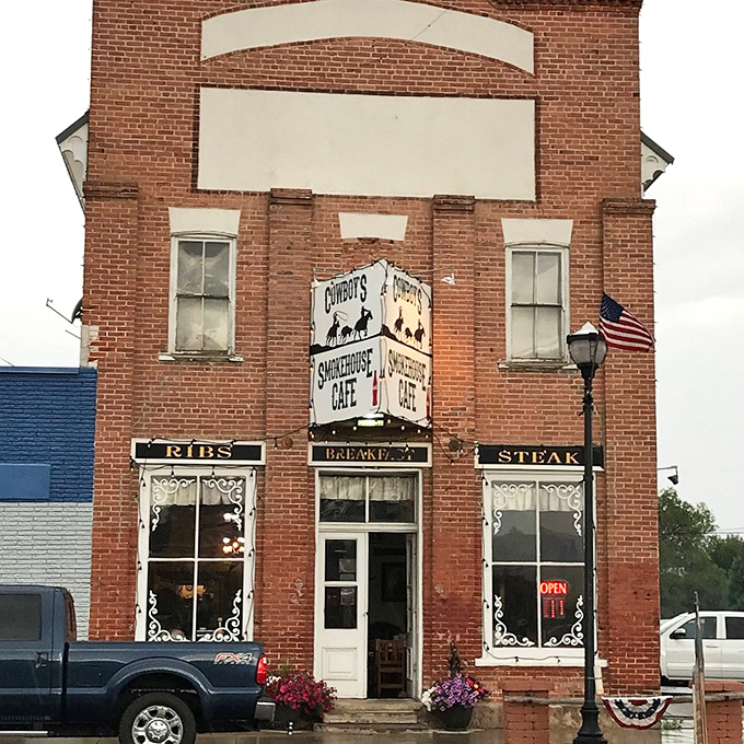 History and hospitality share space at Cowboy's Smokehouse. Those decorated windows have seen generations of satisfied smiles after exceptional meals.