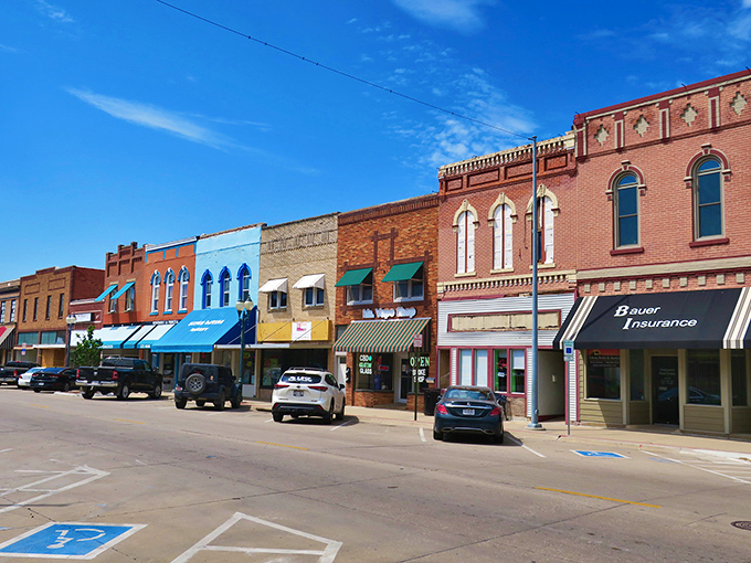 This Crete street corner has that perfect small-town vibe where you half-expect Andy Griffith to walk around the corner whistling.