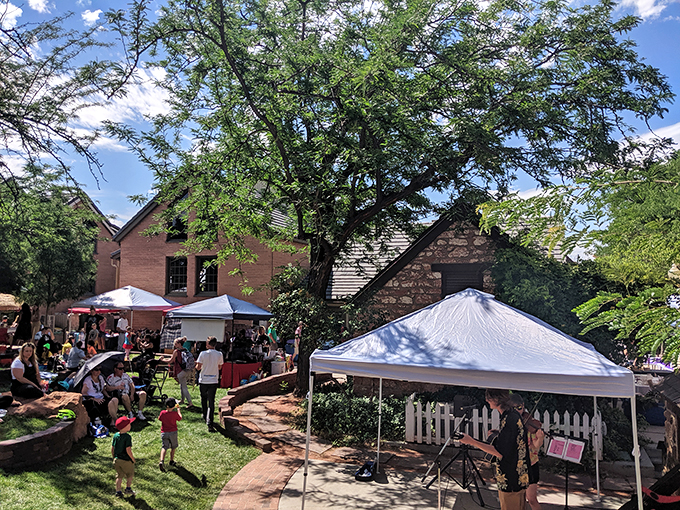White tents, green grass, and happy faces. The Downtown Farmers Market blends shopping with socializing in perfect harmony.