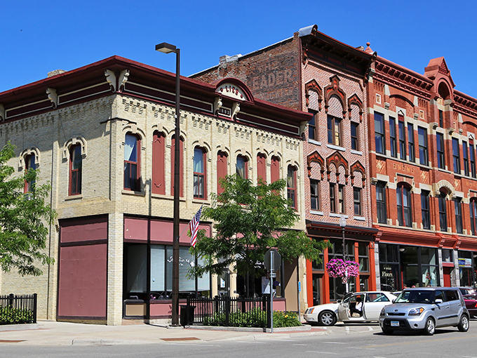 Brick facades and wrought-iron details give Faribault's main street the kind of character money can't buy and developers can't replicate.