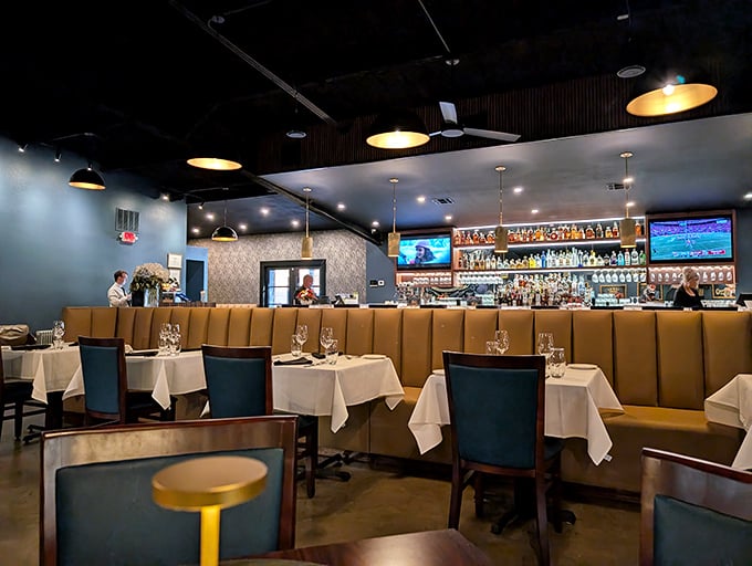 White tablecloths and ambient lighting signal Fig's culinary ambitions. The sophisticated setting prepares you for what's coming on your plate.