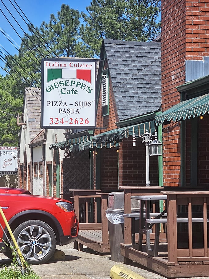 The wooden deck outside Giuseppe's invites you to linger over your pizza like Italians do&mdash;savoring every bite without rushing.