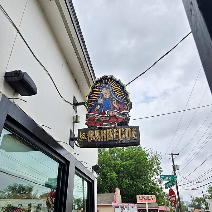 That religious icon sign? It's appropriate. La Barbecue inspires devotion among Austin's discerning smoked meat congregation.