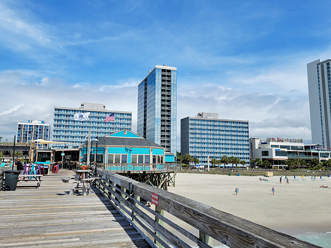 Sandy shores and high-rises define Myrtle Beach, where off-season living transforms a tourist hotspot into a retiree's paradise.