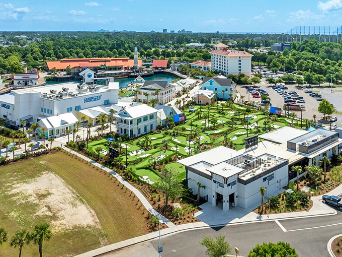 The colorful storefronts of Myrtle Beach's boardwalk area promise fun that won't sink your retirement savings. Affordable paradise!