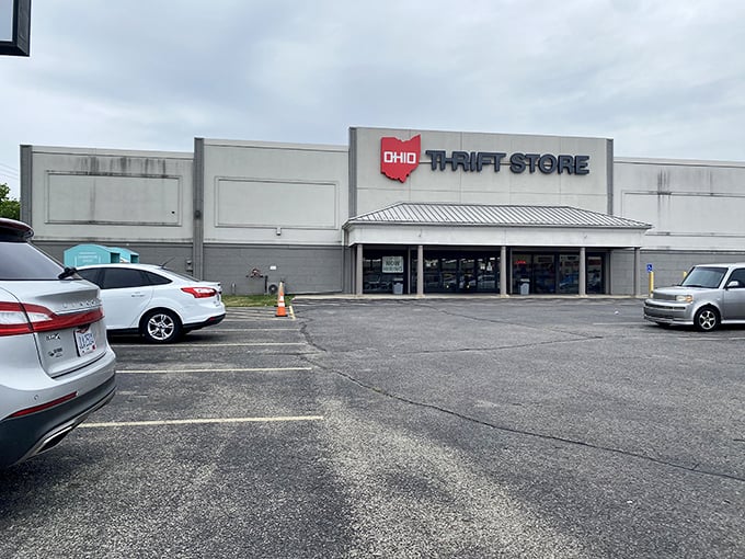 The Ohio-shaped sign says it all &ndash; this thrift store is pure Buckeye bargain bliss.