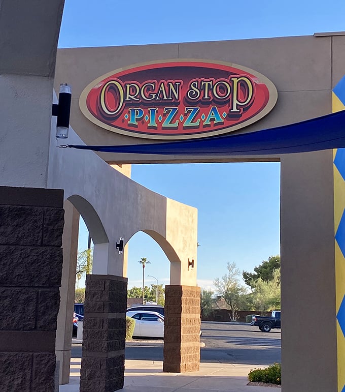Organ Stop Pizza's entrance might seem ordinary, but inside awaits a musical pizza experience that's anything but. Dinner and a show, Arizona-style!