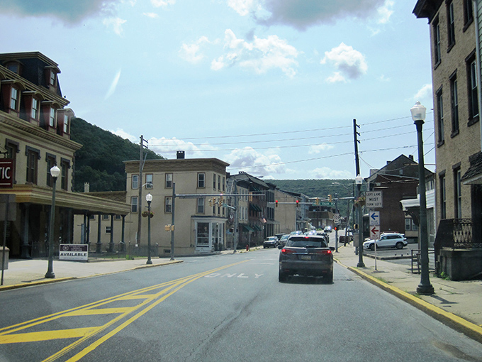 Downtown Pottsville's main street reveals affordable living just 30 minutes from larger cities. The walkable downtown keeps car expenses low for budget-conscious residents.