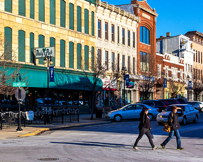 Historic buildings frame Sandusky's public square &ndash; where fountains dance and stress melts away faster than ice cream in July.