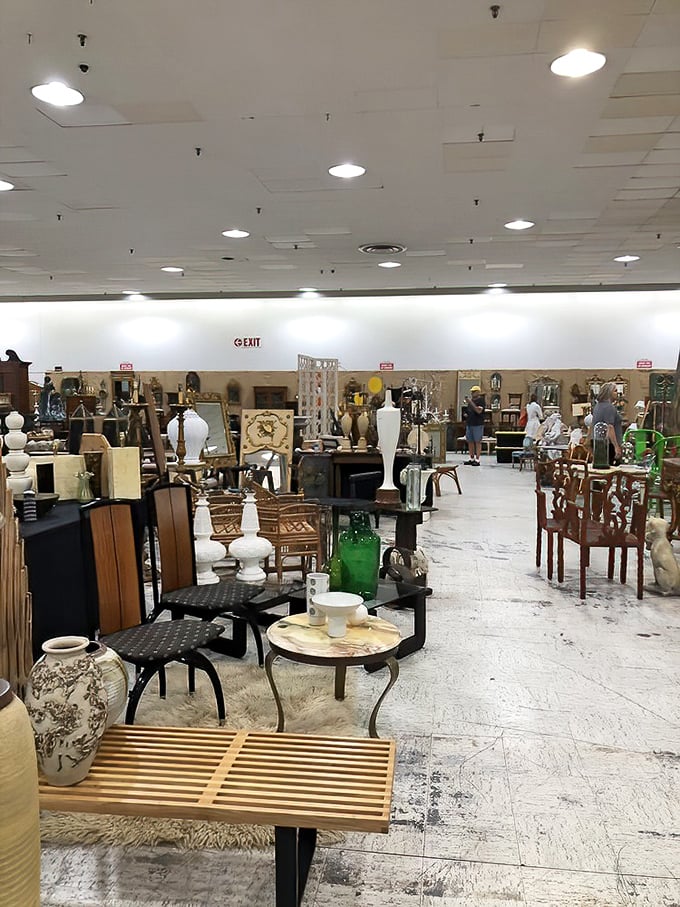 Inside this unassuming building lies a wonderland of vintage delights arranged with the precision of a museum and priced for actual humans.