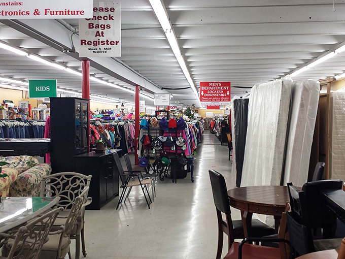 Department store organization meets garage sale prices! Southern Thrift's clearly marked sections make finding that perfect piece delightfully simple.