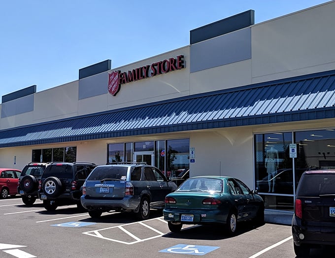 Simple outside, surprising inside. The Salvation Army's thrift store is where wallet-friendly meets family-friendly shopping.