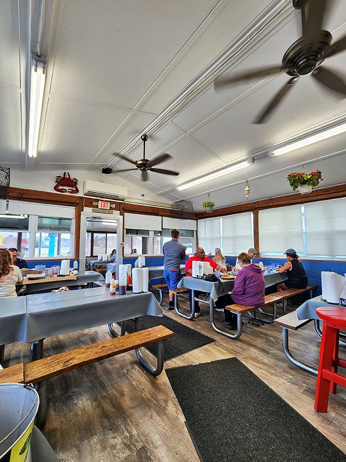 Simple picnic tables at The Surfing Crab set the stage for seafood that's anything but simple &ndash; prepare for a delicious workout!