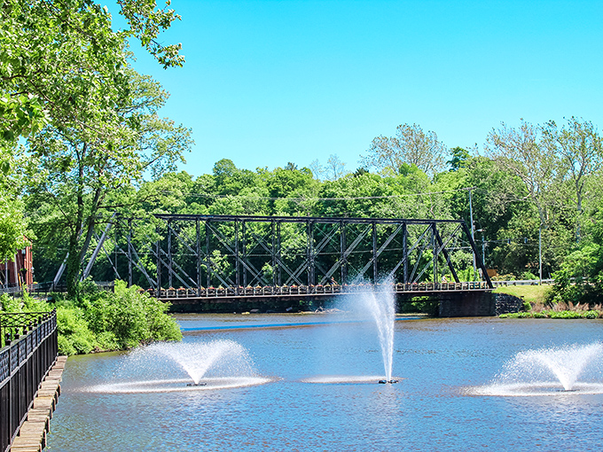The Second Street Bridge stands as both functional crossing and Instagram backdrop &ndash; where engineering meets small-town charm over the Kalamazoo River.