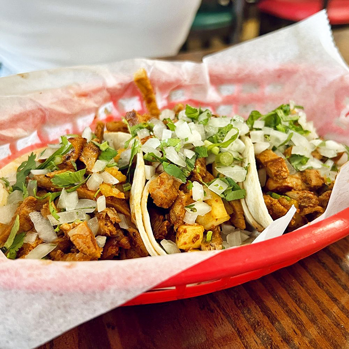These tacos don't need Instagram filters&mdash;the vibrant colors of al pastor, onions, and cilantro create food photography that tastes as good as it looks.