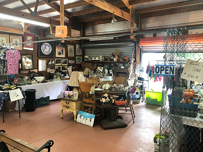 Booth 14 looks like your coolest grandma's living room exploded in the best possible way&mdash;organized chaos with vintage charm.