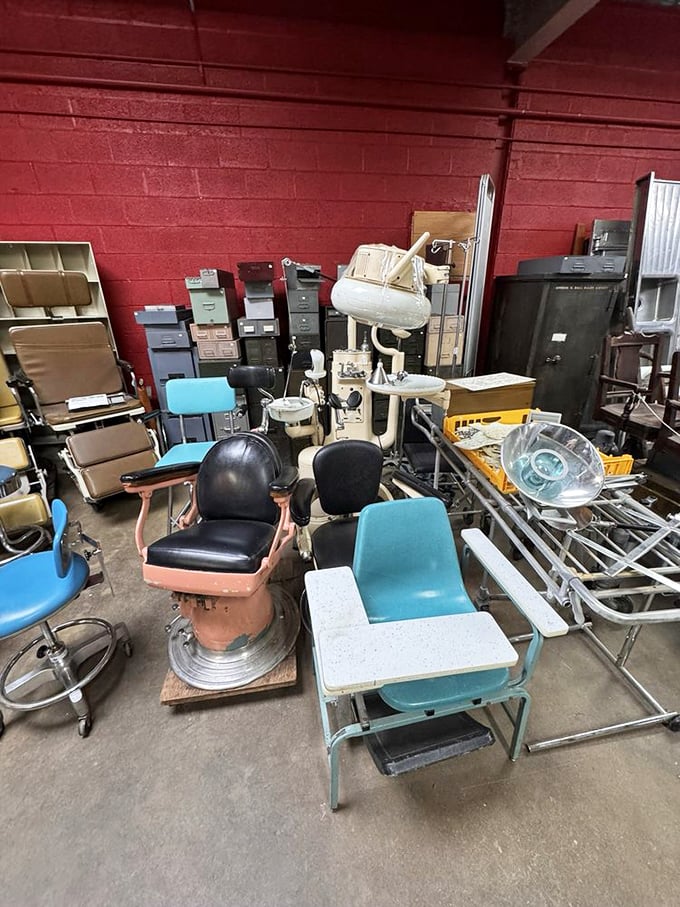 The medical and salon equipment corner might make you grateful for modern healthcare, but admit it&mdash;these vintage chairs have more character than your dentist's waiting room.