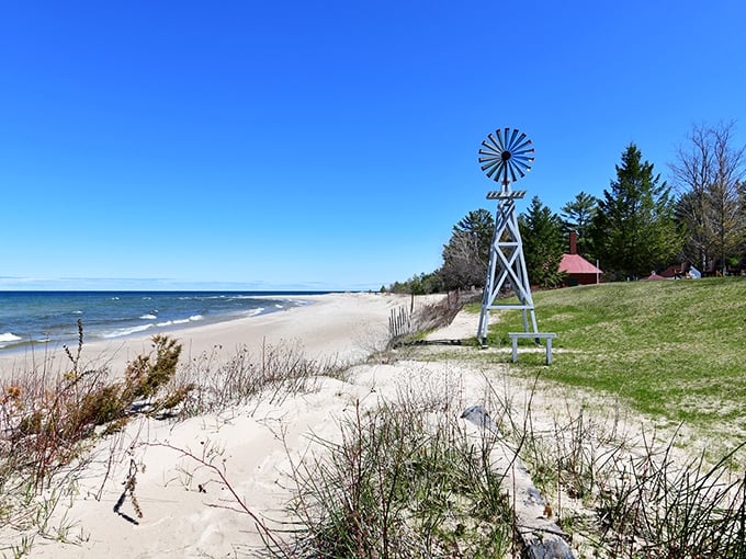 That windmill isn't just for show&mdash;it's part of the historical landscape that makes 40 Mile Point feel like a complete maritime community.