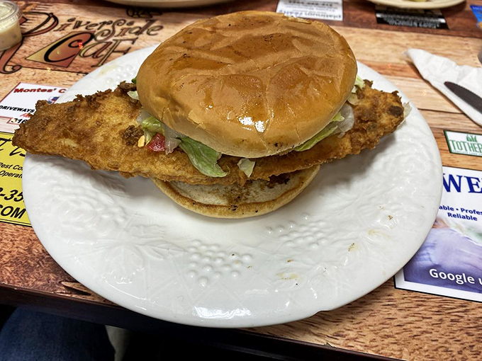 The sandwich that launched a thousand cravings. Golden-fried goodness on a bun that makes fast food chains weep with inadequacy.