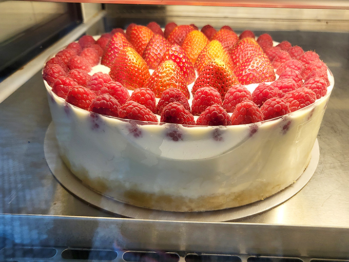 Berry cheesecake that's dressed for success. Those perfectly arranged raspberries and strawberries aren't just showing off&mdash;they're proving that sometimes beauty really isn't skin deep.
