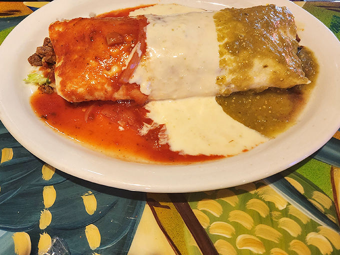 The Mexican flag in edible form. Three distinct sauces create a patriotic tribute that tastes even better than it looks.