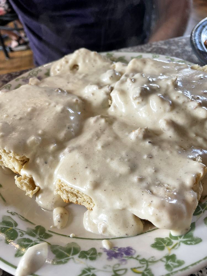 Biscuits swimming in creamy sausage gravy &ndash; the breakfast equivalent of a warm hug from your favorite grandma.
