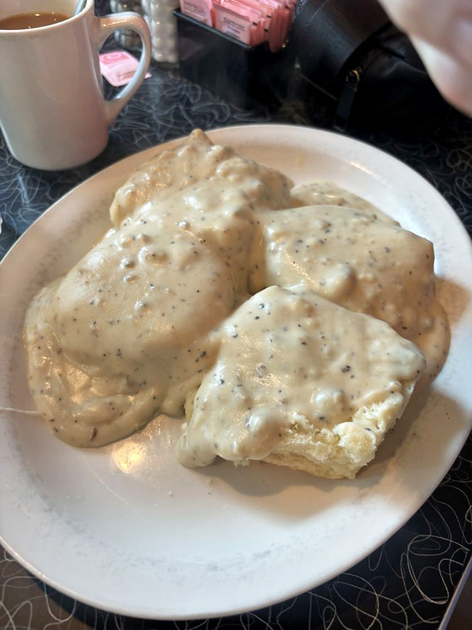 Biscuits and gravy so creamy they'd make your Southern grandmother weep with joy and possibly take notes.