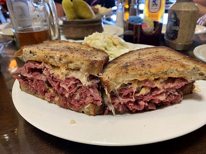 Behold the Brooklyn Reuben in its natural habitat&mdash;perfectly grilled rye bread housing a neighborhood of flavors that get along surprisingly well.