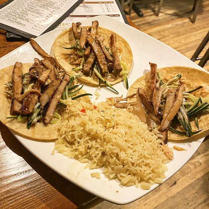East meets Midwest in these bulgogi tacos &ndash; tender marinated meat nestled in soft tortillas with a side of perfectly seasoned rice.