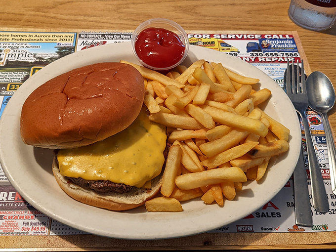 A classic cheeseburger that doesn't need fancy aioli or artisanal buns to speak volumes&mdash;just honest-to-goodness beef that delivers on the comfort food promise.