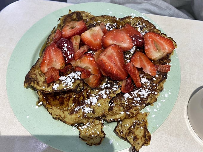 The California French Toast doesn't just elevate bread&mdash;it transforms it into a sweet island paradise topped with fresh strawberries and powdered sugar.
