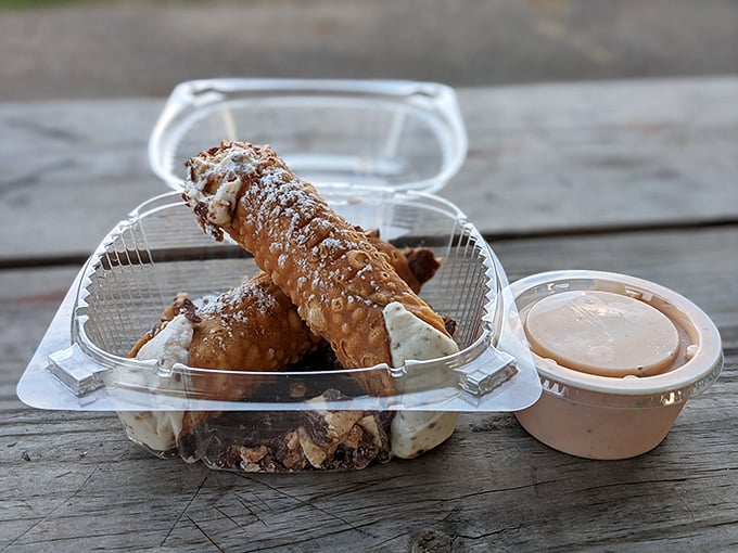 Cannoli that would make your Sicilian grandmother weep with joy, crispy shells giving way to sweet, creamy filling. Dessert perfection in portable form.