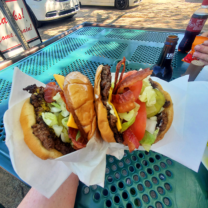 Lunch of champions! These burgers don't need fancy toppings to impress&mdash;they let the perfectly seasoned beef do all the talking.