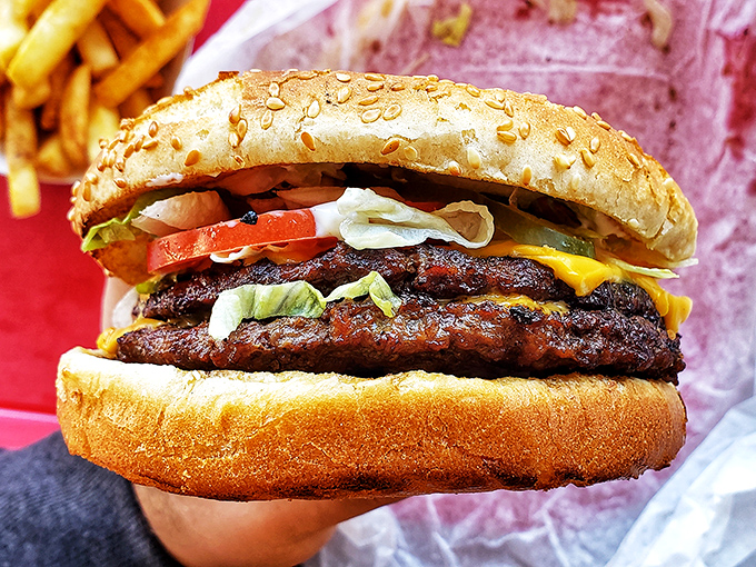 The burger that launched a thousand cravings. Perfectly charred patty, melty cheese, and fresh veggies on a sesame throne&mdash;simplicity at its finest.
