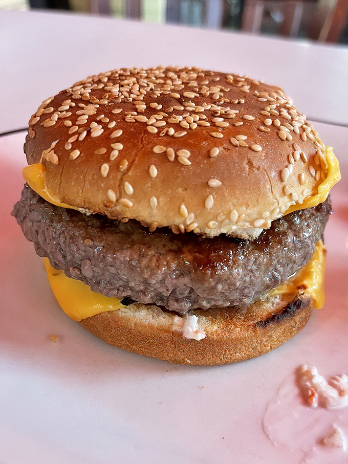 This isn't just a burger&mdash;it's a masterclass in simplicity. Perfectly charred patty, melted cheese, sesame-studded bun. No filter needed.