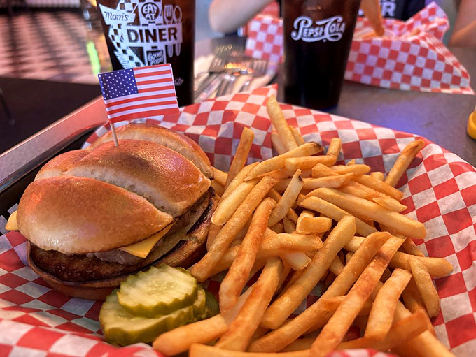 The American flag isn't just patriotic&mdash;it's a warning to foreign burgers that they're in the presence of greatness. Those pickle slices are the perfect sidekicks.