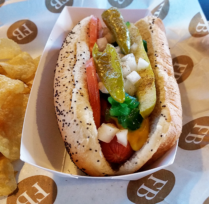The Chicago dog&mdash;a Midwestern masterpiece transplanted to Arkansas soil&mdash;dressed with more toppings than a sundae bar at a wedding.