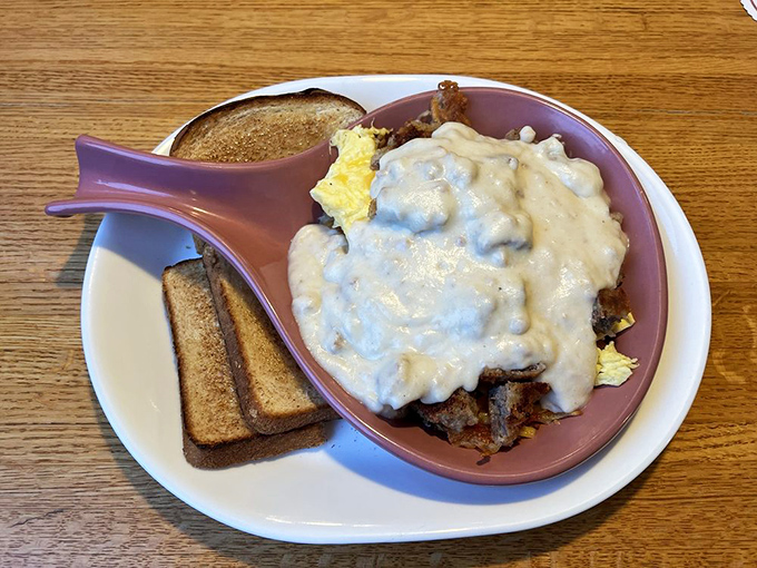 Comfort food nirvana! This chicken fried steak smothered in country gravy could make even the most sophisticated food critic weep with joy.