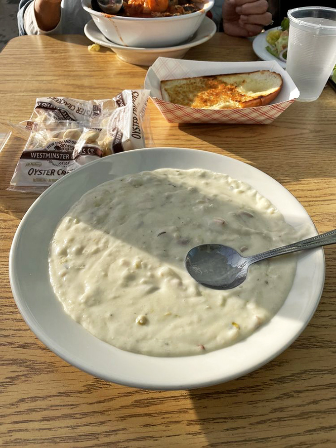 Clam chowder so creamy it should require a lifeguard, with the perfect ratio of clams to potatoes that would make New England jealous.