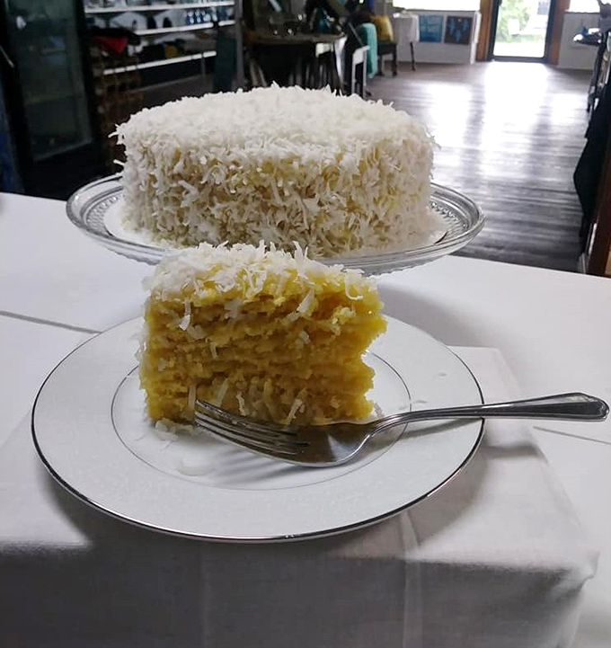 Coconut snowdrifts atop golden layers prove that tradition leaves room for variation. This tropical twist on the island classic might make you forget chocolate.