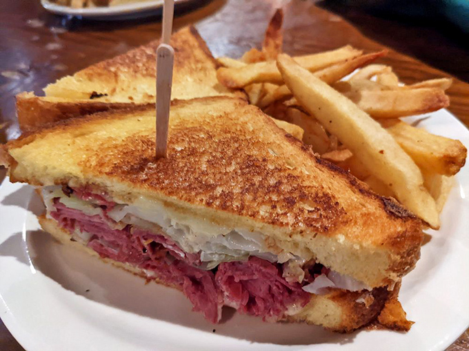 A proper Reuben sarnie that would make both London and New York proud. That toasty exterior hides a treasure of corned beef within.