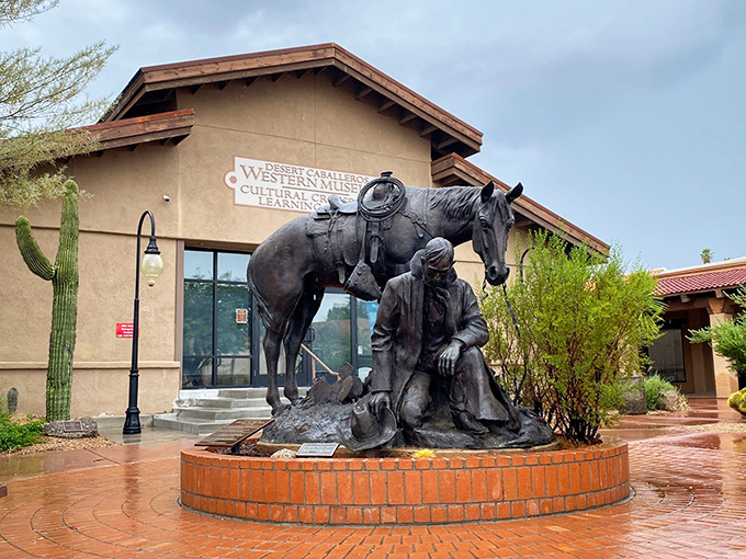 The Desert Caballeros Western Museum isn't just a building&mdash;it's a time machine with a cowboy statue doorman inviting you into Arizona's colorful past.