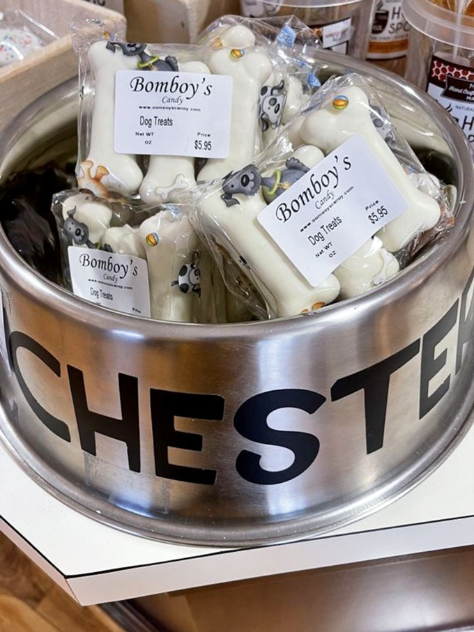 Even four-legged friends get the Bomboy's treatment with these bone-shaped treats. Finally, a way for Fido to understand why you're always so happy after candy shopping.