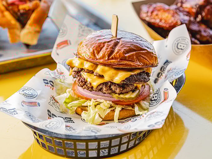 This isn't just a cheeseburger&mdash;it's a towering monument to beef perfection, with melty cheese cascading down sides like a yellow waterfall.