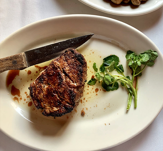 The filet mignon sits regally on its throne of white china, daring you to find a more perfect bite in all of Maryland.